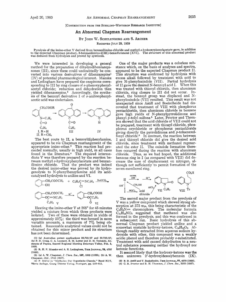 An Abnormal Chapman Rearrangement: Schulenberg | Download Free PDF ...