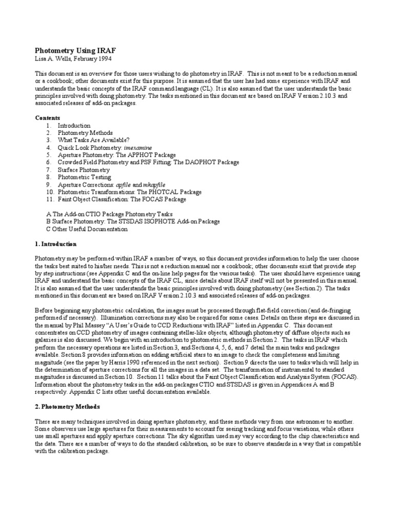 Ellipse Photometry IRAF | PDF | Stars | Computing And Information Technology