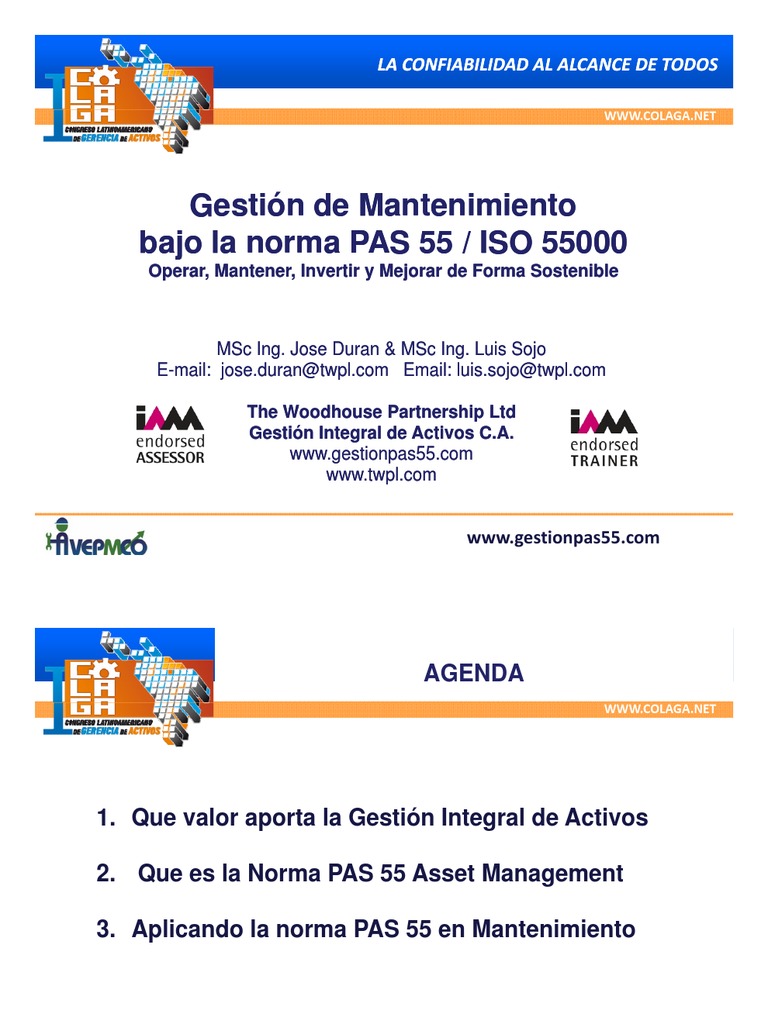 PRESENTACION. Gestion de Mantenimiento Bajo La Norma PAS 55 | PDF ...
