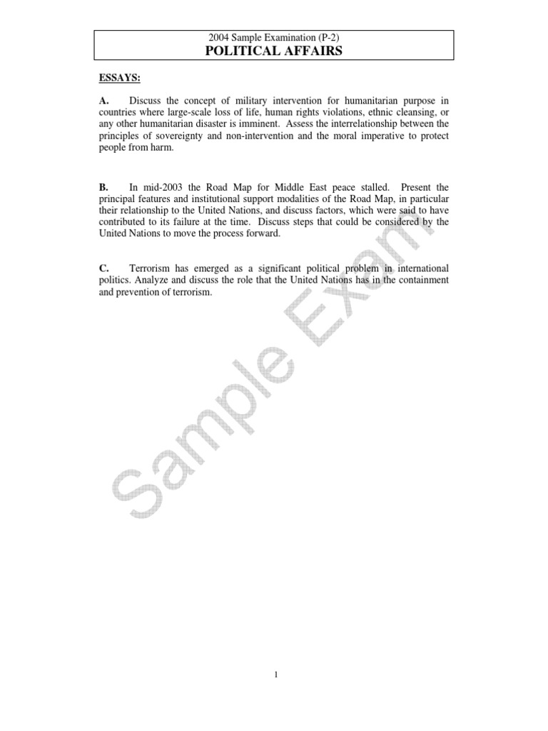 Political Affairs Sample 2004 | United Nations | International Politics