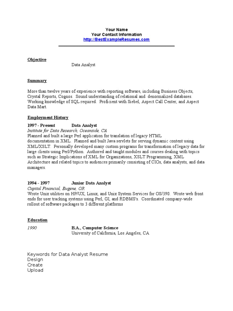 Data Analyst Resume Sample | PDF