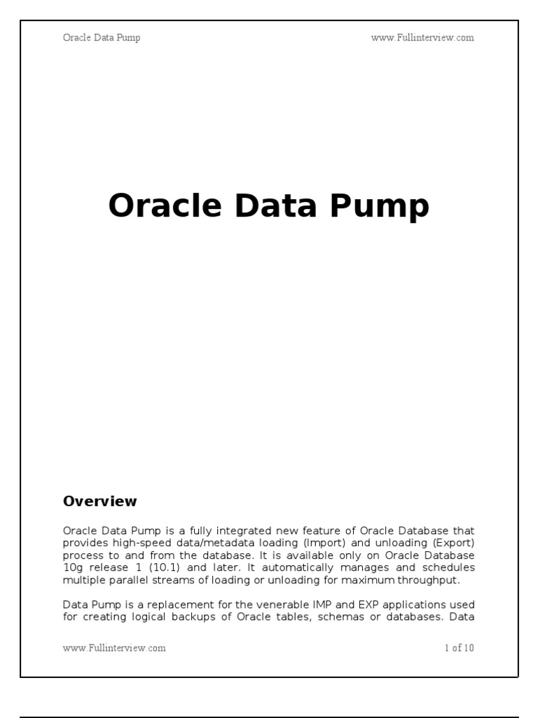 Oracle Datapump Details | PDF