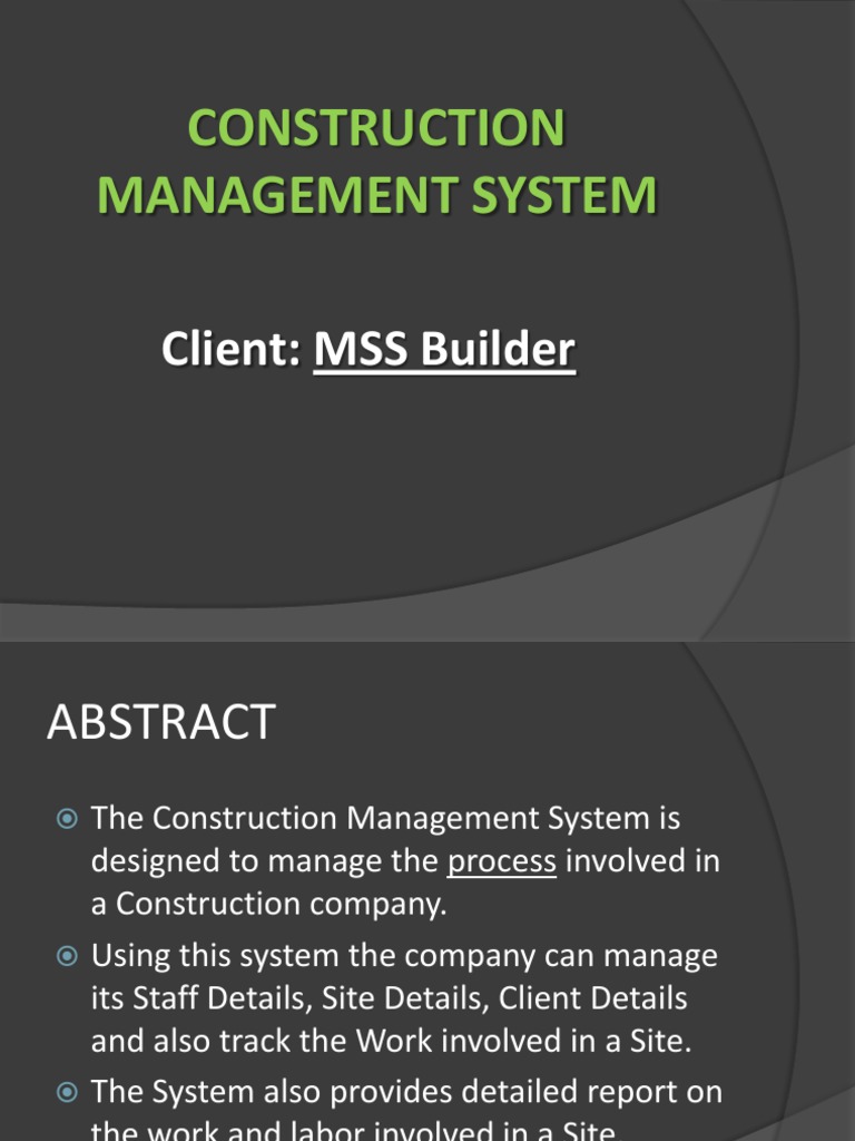 Construction Management System: Client: MSS Builder | PDF | Voucher | Wage