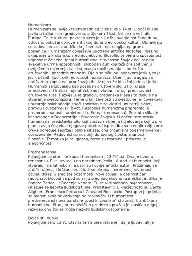 Humanizam I Predrenesansa | PDF