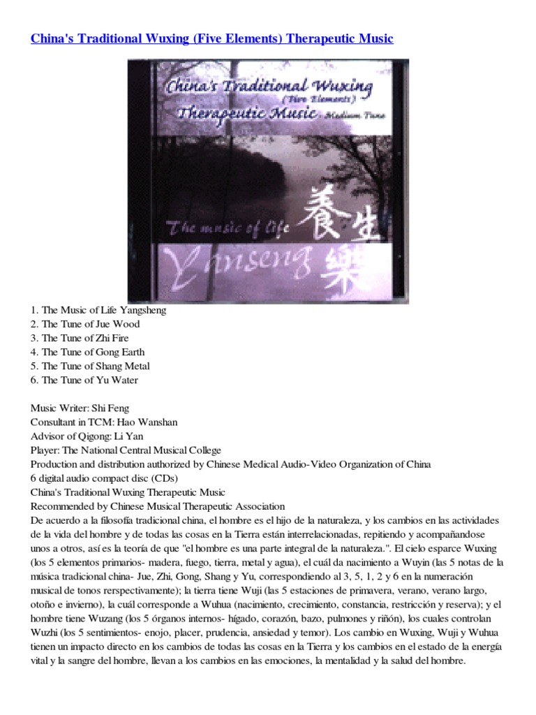 Música Terapéutica Wuxing en China | PDF | Qi | Qigong