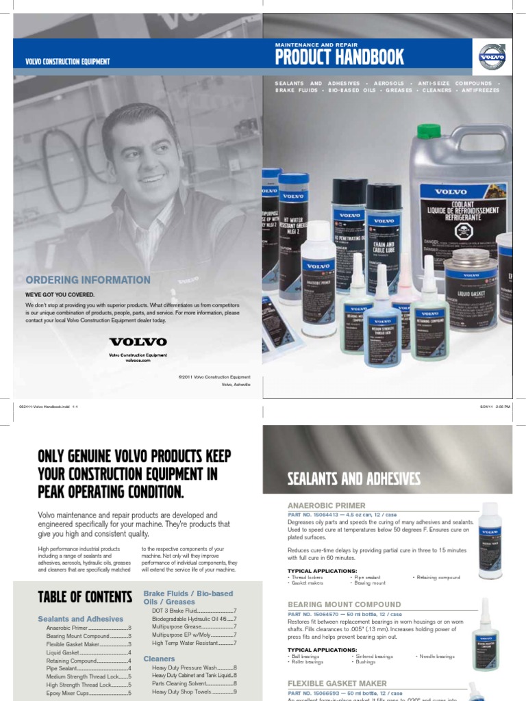 Volvo Service Supplies Handbook | PDF | Screw | Bearing (Mechanical)