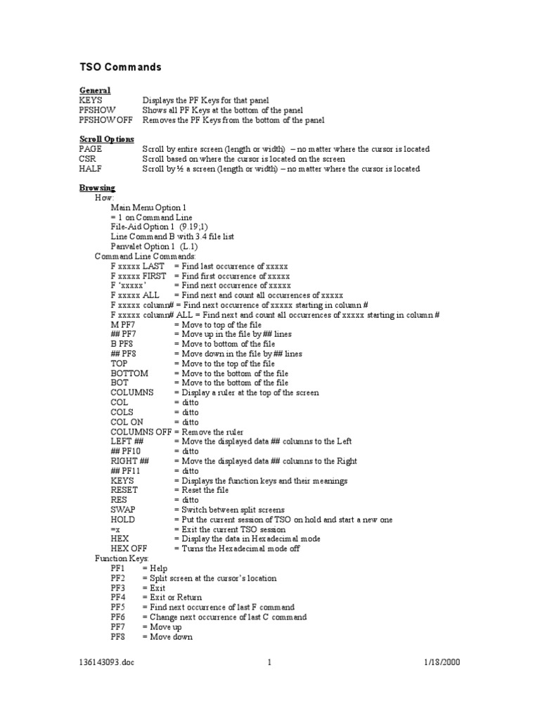 TSO Commands | Download Free PDF | String (Computer Science) | Command Line Interface
