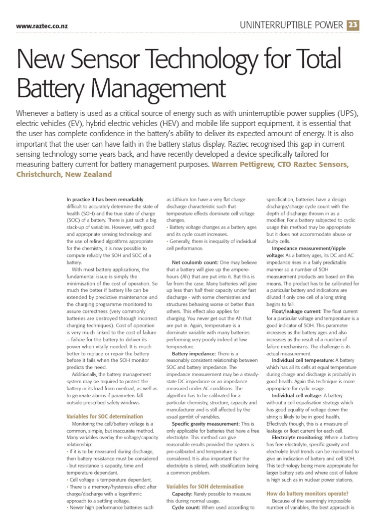 Sensor Technology | PDF | Battery (Electricity) | Power Electronics