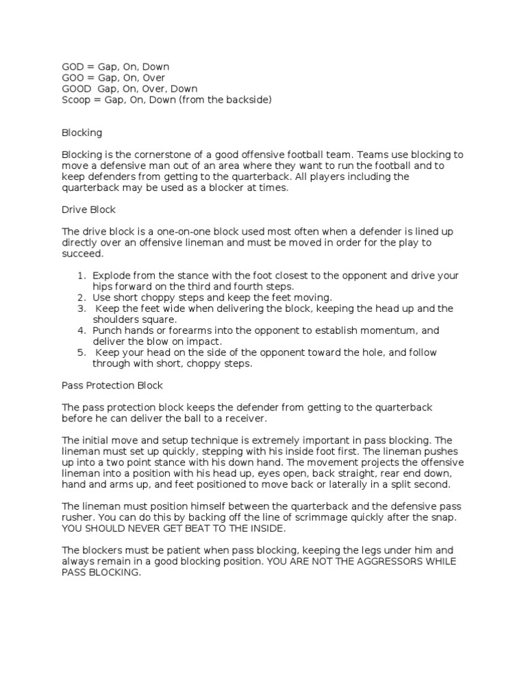 Gap On Down Blocking Scheme For Youth Football | PDF | Quarterback ...