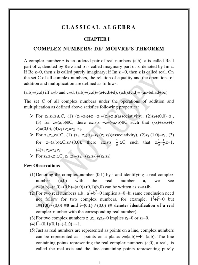 MTMA SEM I - Classical Algebra | PDF | Polynomial | Zero Of A Function