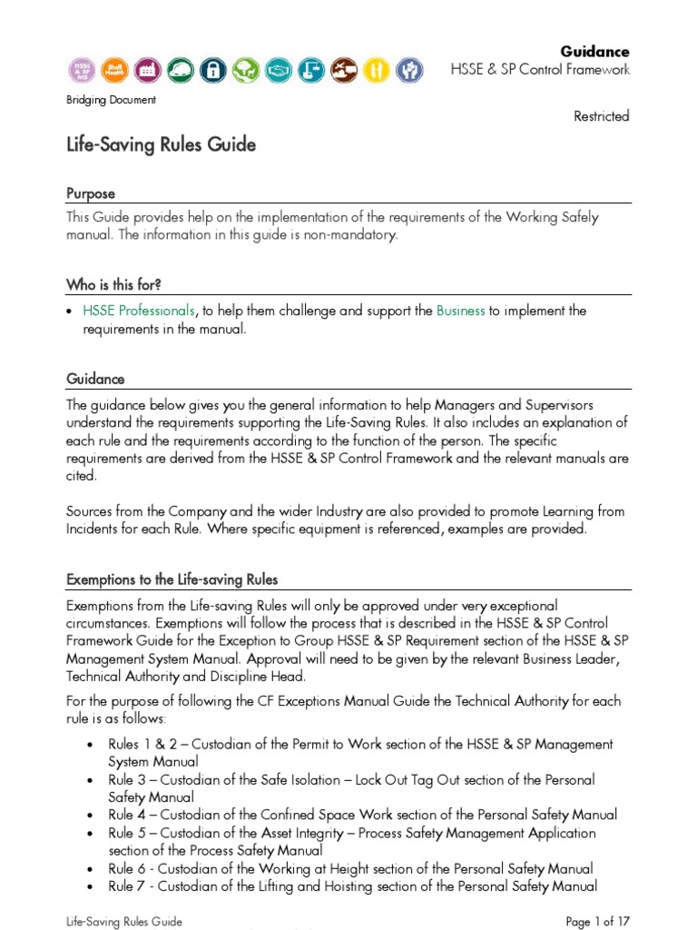 Life Saving Rules Guide-English | PDF | Seat Belt | Substance Abuse