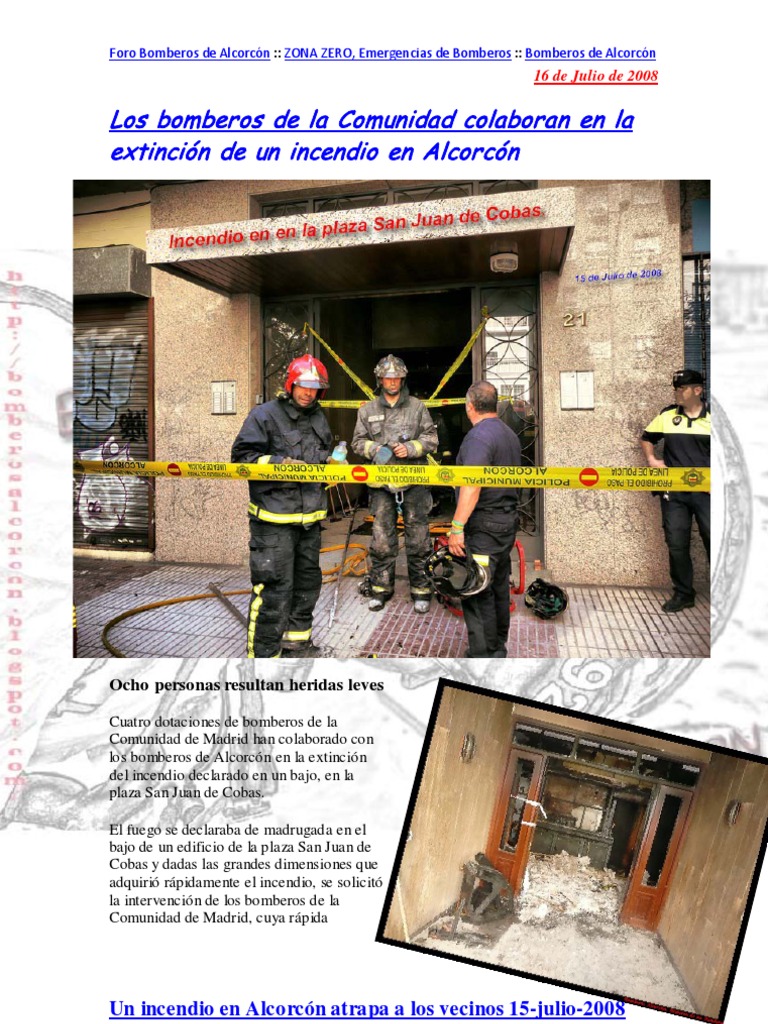 INCENDIO Edificio de La Plaza San Juan de Cobas | PDF | Bombero | Madrid