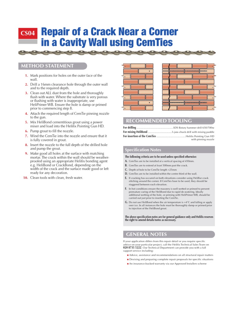 Helifix Cs04 Crack Stitching Repair Details | Drill | Masonry