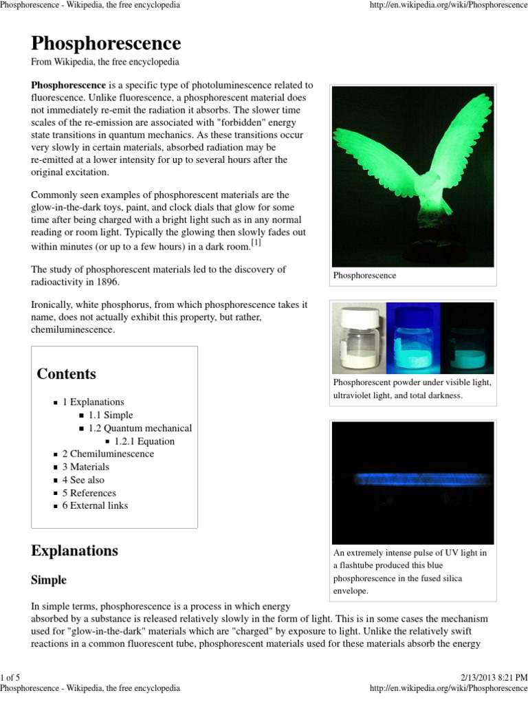 Phosphorescence - Wikipedia, The Free Encyclopedia | PDF | Atomic ...