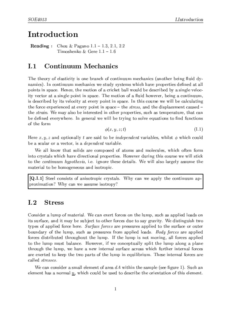 Continuum Mechanics | PDF