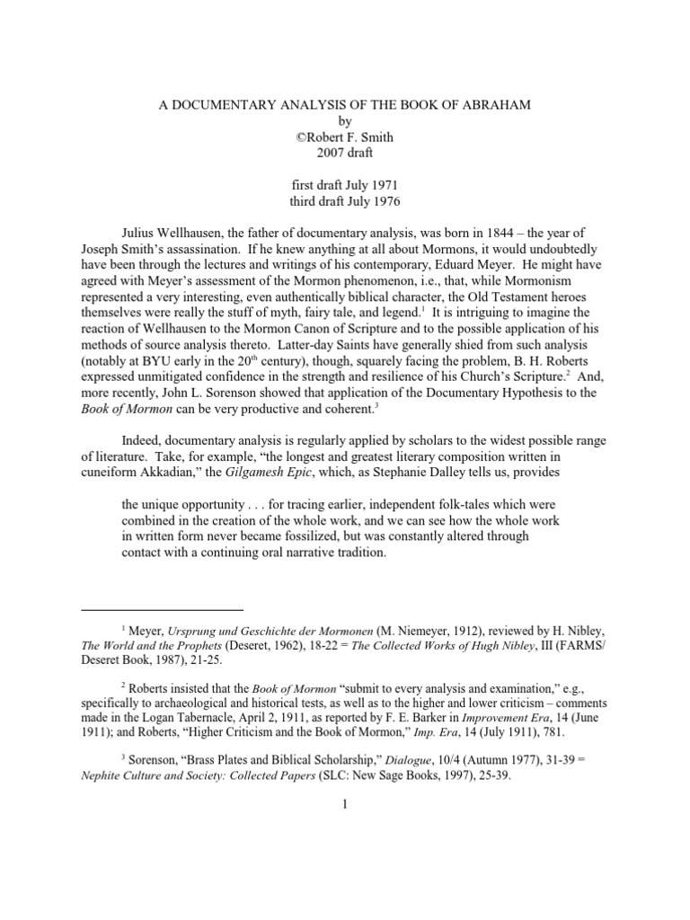 A Documentary Analysis of The Book of Abraham | PDF | Bible | Book Of ...