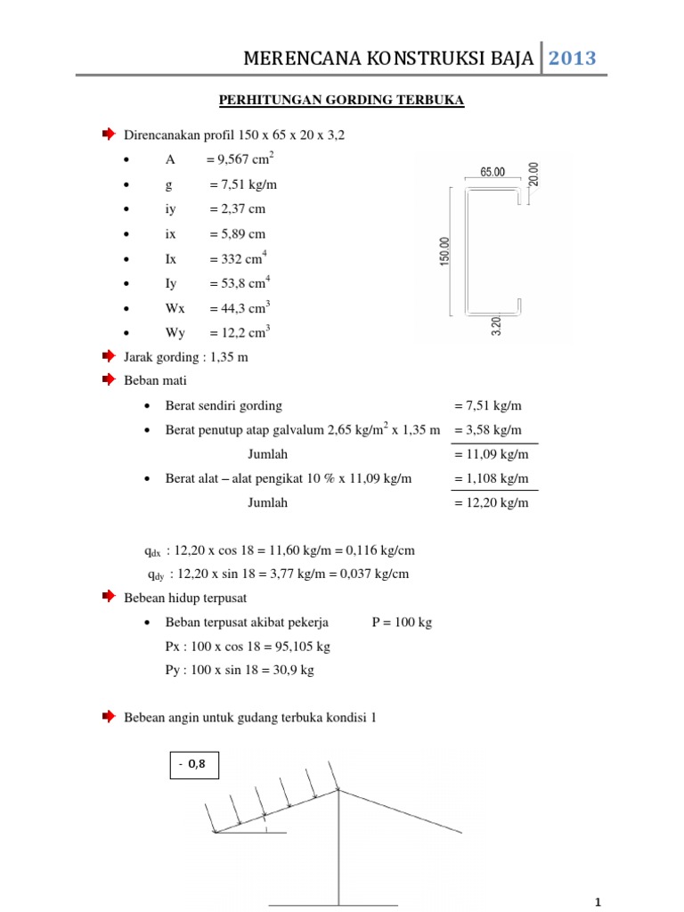 Pembebanan Gording Terbuka | PDF