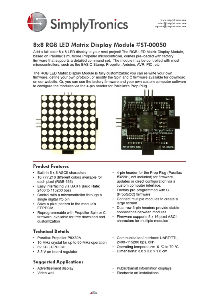 8x8 RGB LED Matrix Display v1 | PDF | Microcontroller | Rgb Color Model
