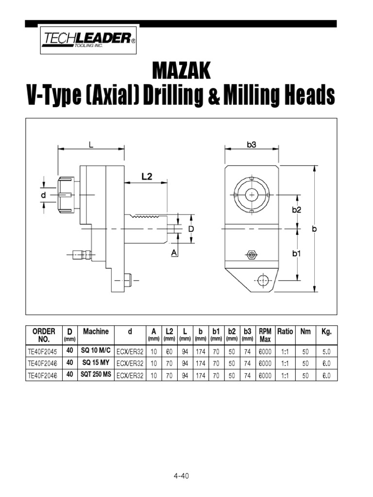 MAZAK Drilling & Milling Heads Guide | PDF | Home & Garden | Technology ...