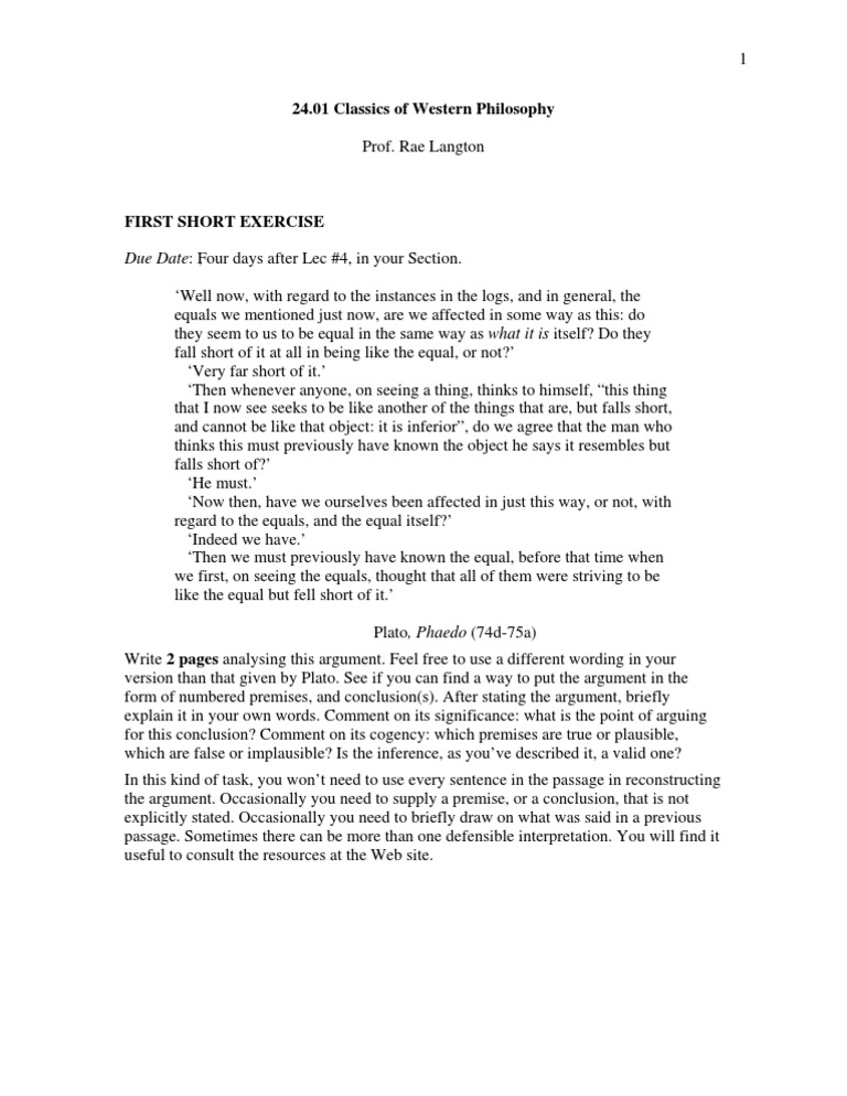 Exercise 1 | PDF | Philosophy