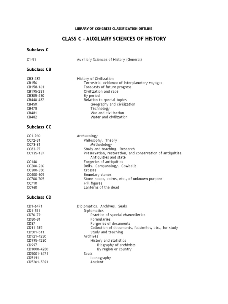 Class C - Auxiliary Sciences of History | PDF | Heraldry | Epigraphy