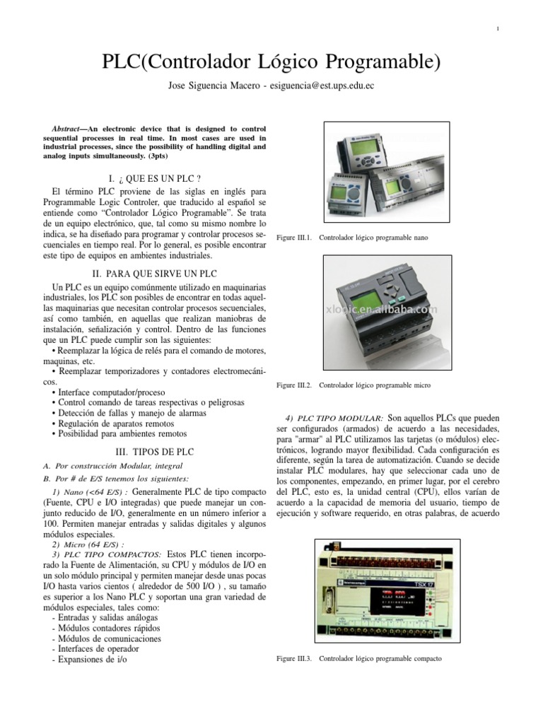 Introducción a los PLC en Industria | PDF | Controlador lógico ...