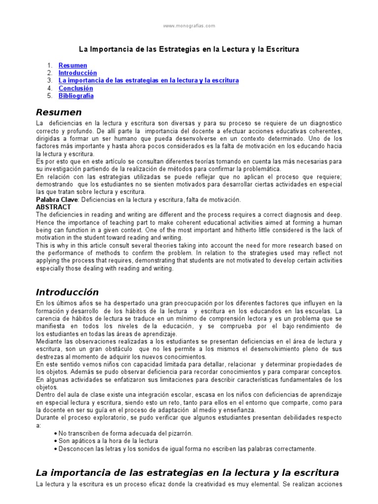 Estrategias Clave en Lectura y Escritura | PDF | Lectura (proceso ...