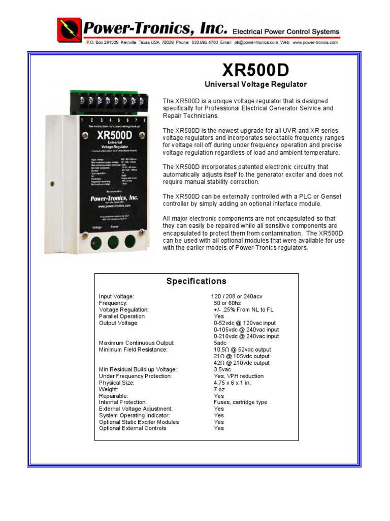 XR500D | PDF | Electric Generator | Fuse (Electrical)