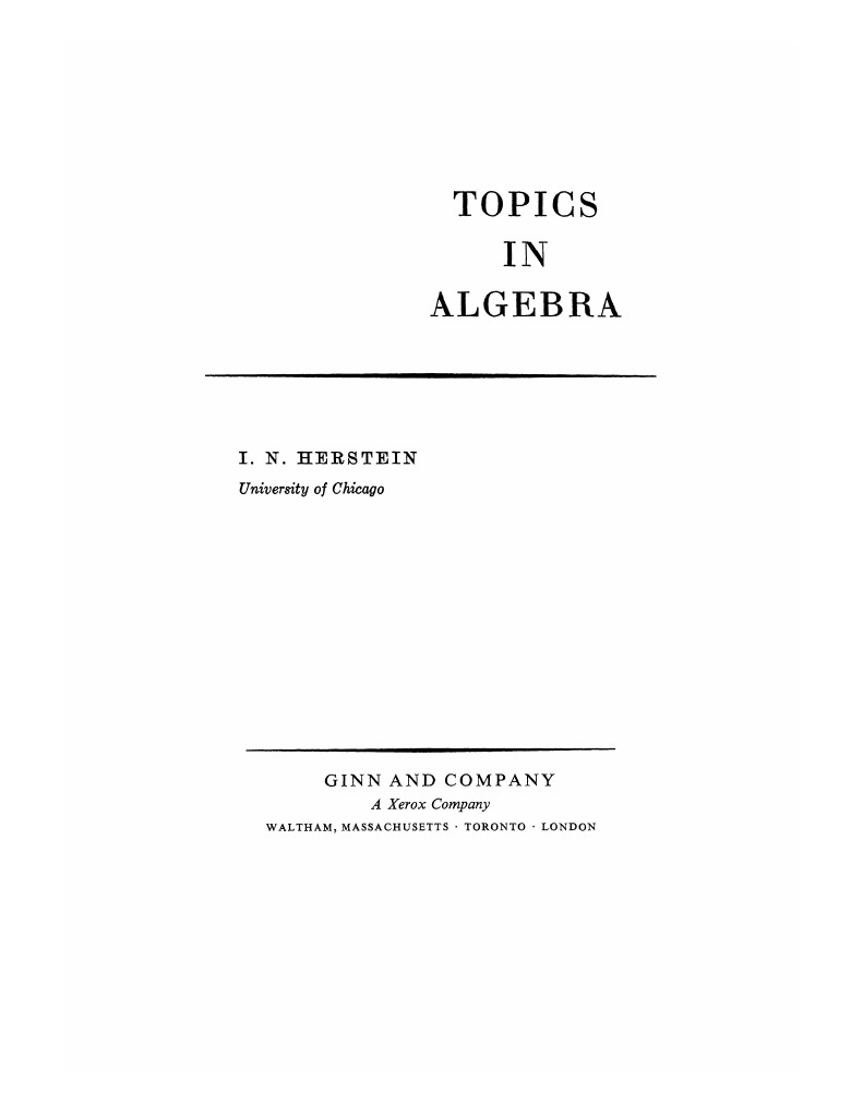 Topics in Algebra Herstein | PDF