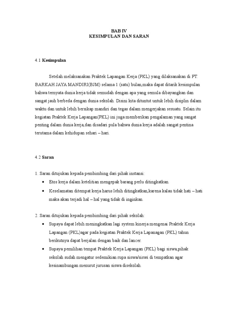 Kesimpulan Dan Saran | PDF | Karier & Perkembangan | Bisnis