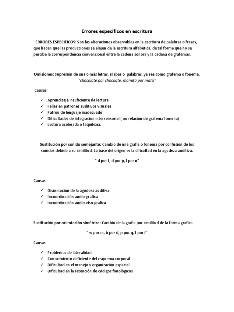 Errores Comunes en la Escritura | PDF | Palabra | Escritura