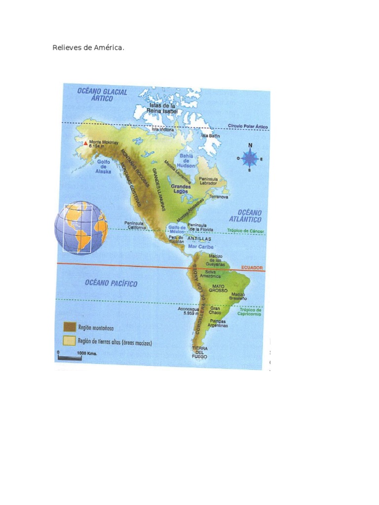 Mapa de America y Sus Relieves | PDF | Biodiversidad | Ciclones tropicales