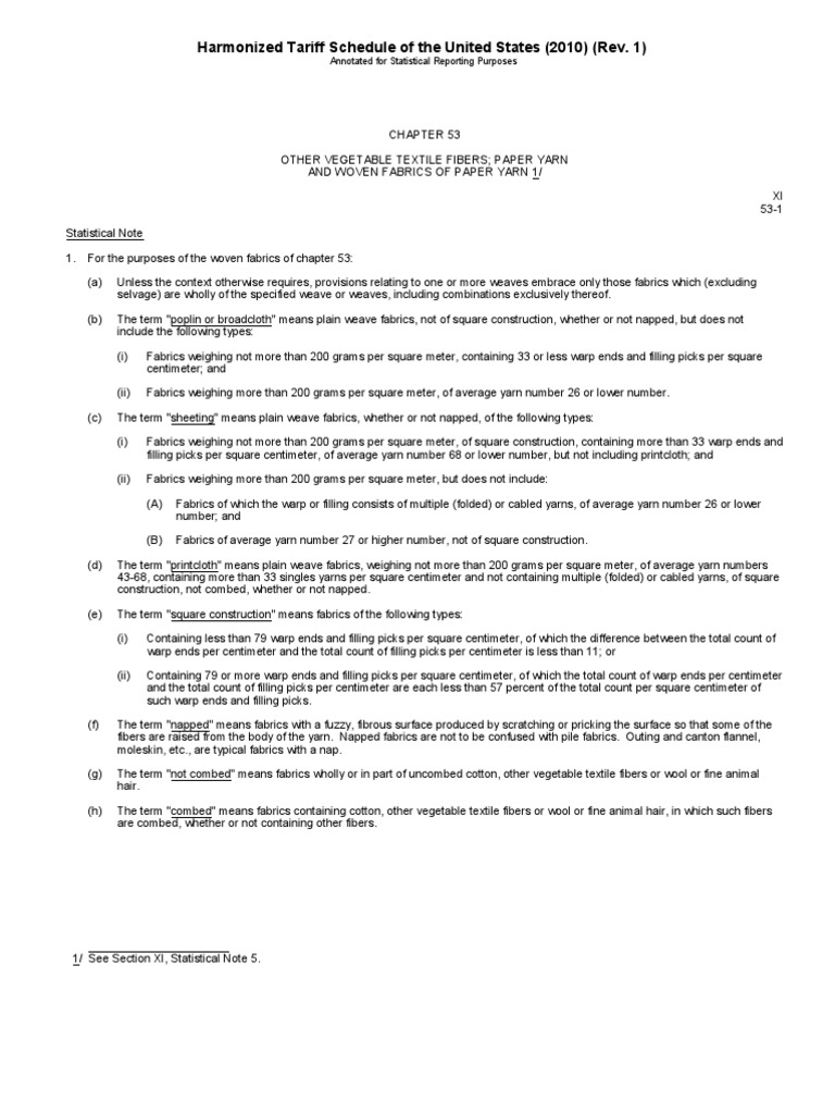 Textile Tariff Guide 2010 | PDF | Textiles | Yarn