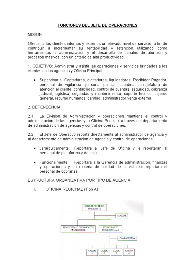 Funciones Del Jefe de Operaciones - Mauricio Levano Francia 2 | Calidad ...
