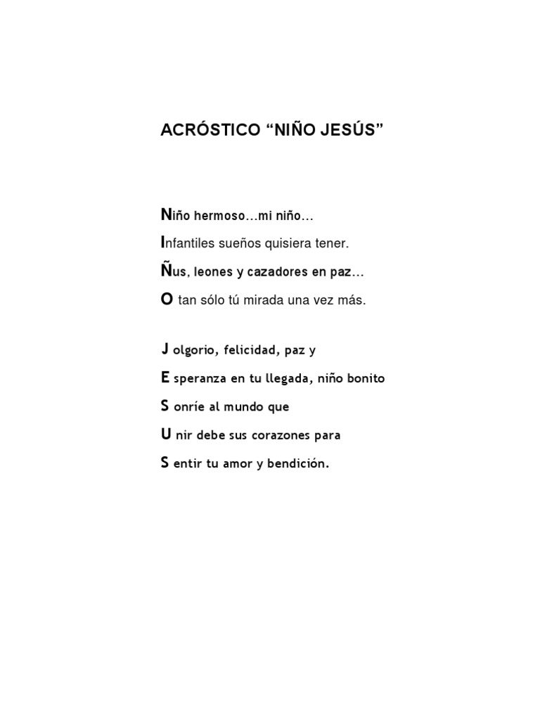 Acróstico Niño Jesus | PDF