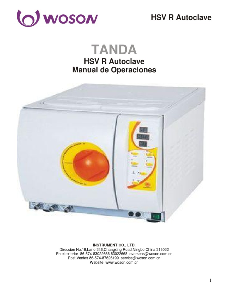 Autoclave Woson Tanda Hsv r | Esterilización (Microbiología) | Agua ...