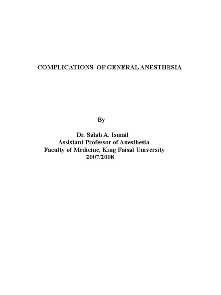 General Anesthesia Complications Overview | PDF