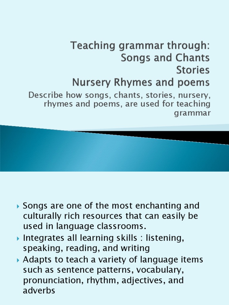 Teaching Grammar with Songs and Poems | PDF | Poetry | Teachers