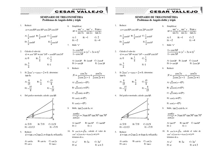 Seminario de Trigonometria Arcos Multiples | PDF