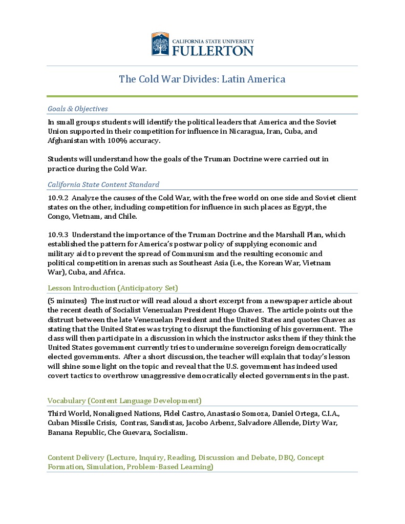 Cold War Influence in Latin America | PDF | Cold War | Hugo Chávez