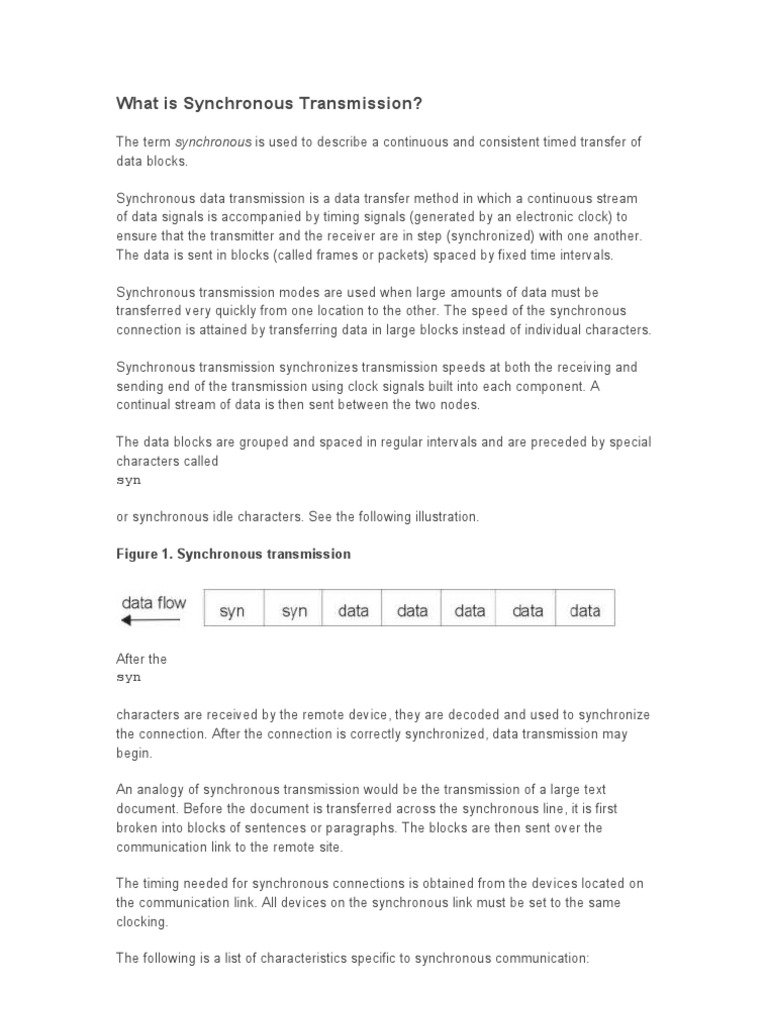 What Is Synchronous Transmission | PDF | Data Transmission | Bit