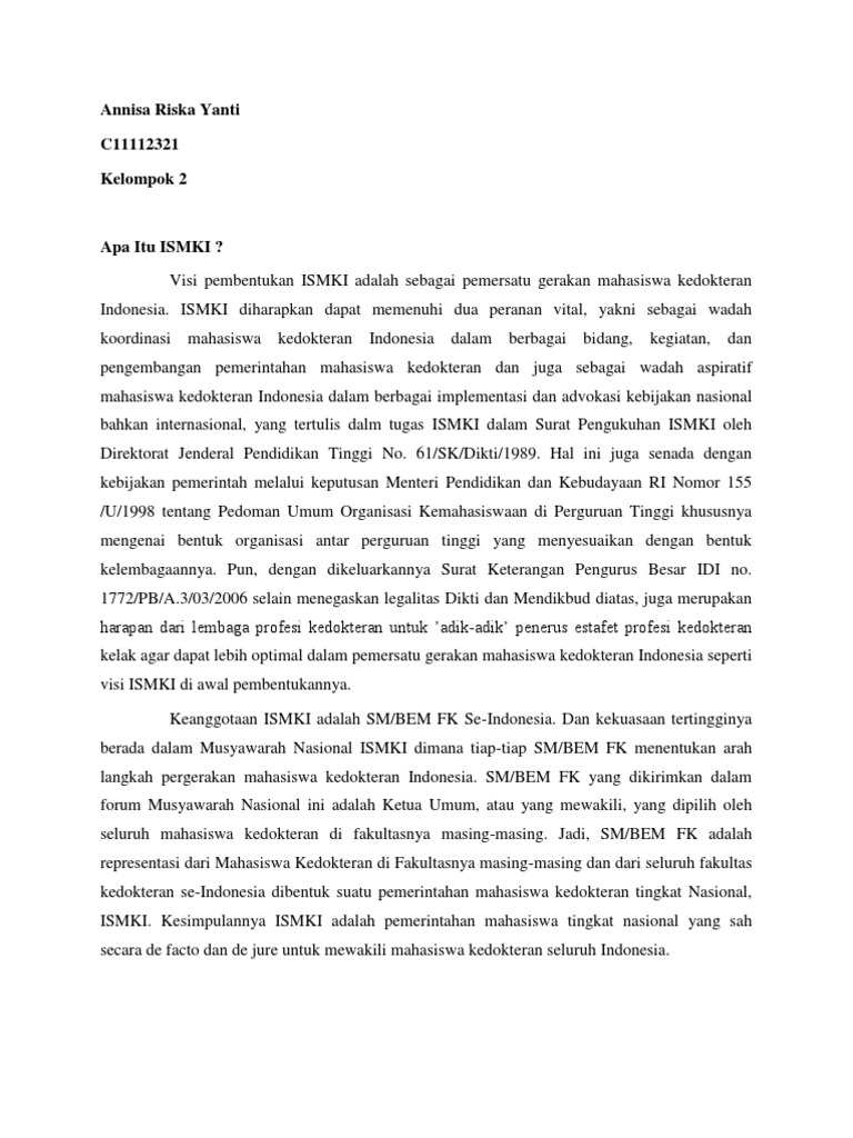 Pengertian dan Struktur ISMKI Kedokteran | PDF