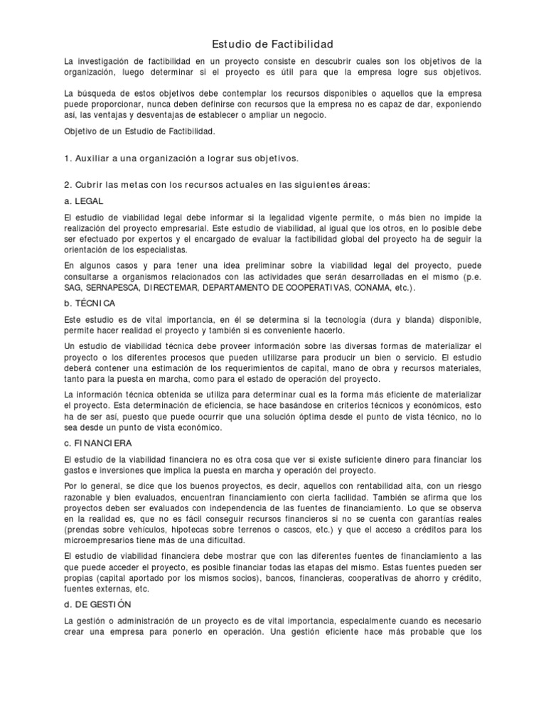 Estudio de Factibilidad | PDF