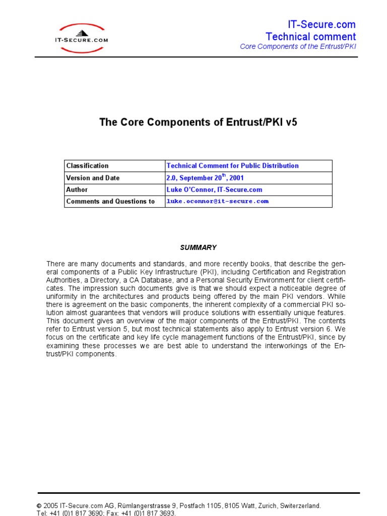 The Core Components of Entrust/PKI v5 | PDF | Public Key Certificate ...
