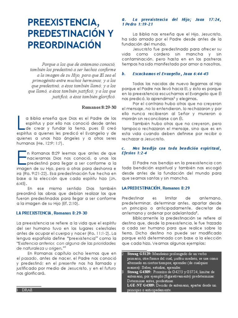 Preexistencia Predestinacion Y Preordinacion | PDF | Sacerdote ...