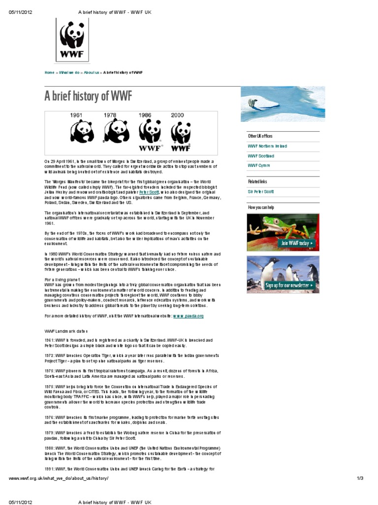 A Brief History of WWF - WWF UK | PDF | World Wide Fund For Nature ...
