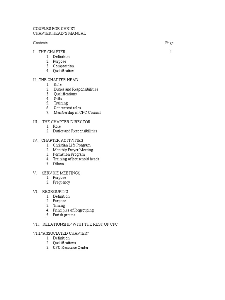 CFC Chapter Heads Manual | PDF | Autonomy | Religious Behaviour And ...