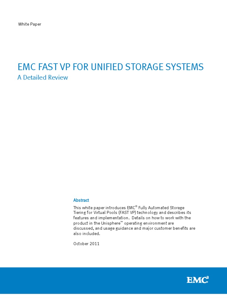 White Paper - EMC FAST VP For Unified Storage Systems | PDF | Solid State Drive | Cache (Computing)