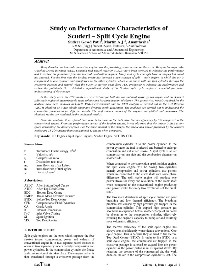 Scuderi Split Cycle Engine | PDF | Internal Combustion Engine ...