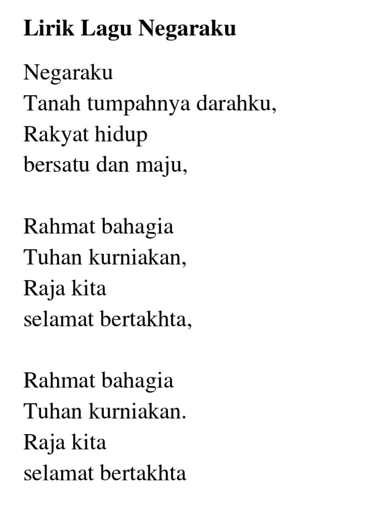 Lirik Lagu Negaraku Dan Negeri Selangor | PDF